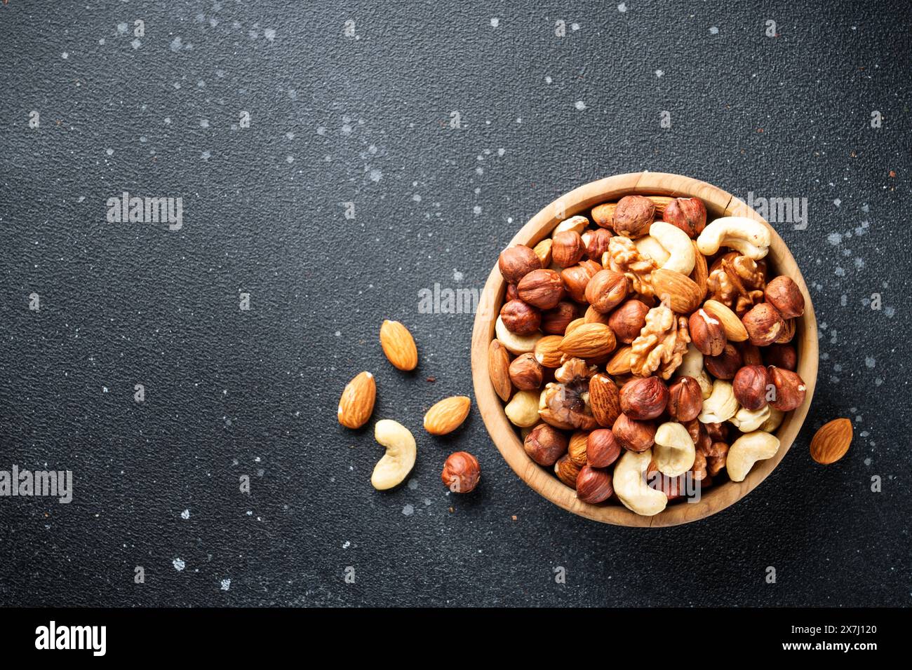 Nuts assortment at black background Stock Photo - Alamy