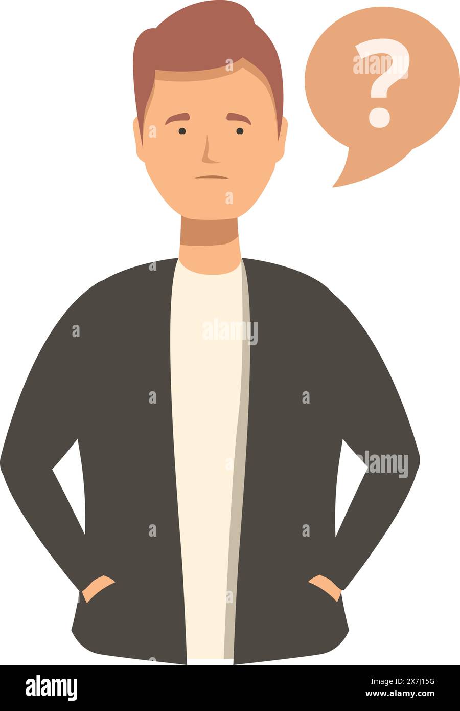 Illustration of a confused man with a question mark bubble, ideal for ...
