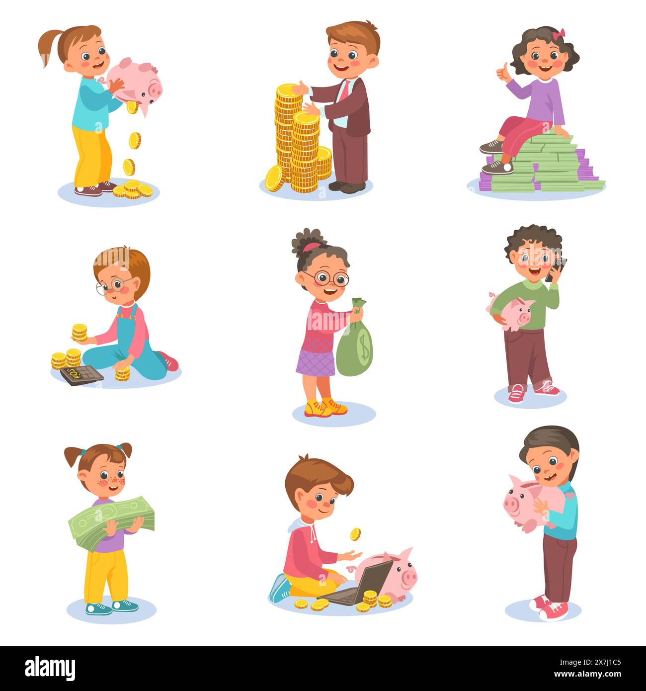 Child counting coins Stock Vector Images - Alamy