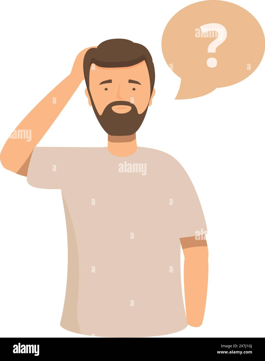 Illustration of a puzzled man scratching his head with a speech bubble ...
