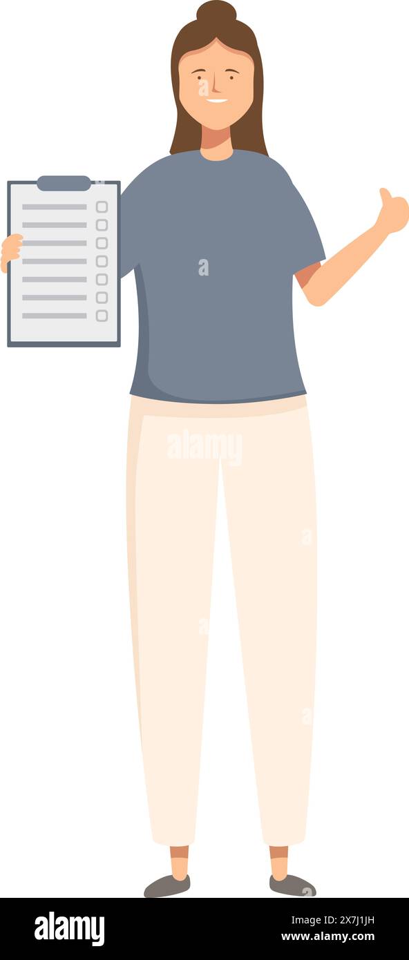 Vector illustration of a smiling woman displaying approval with a ...