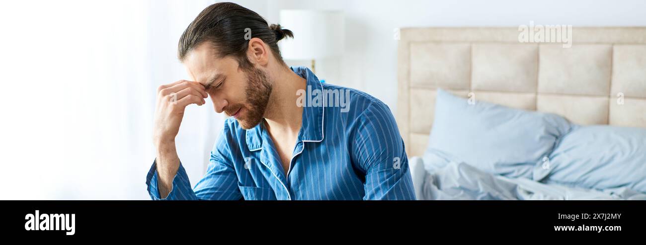 Man worry bed hi-res stock photography and images - Alamy