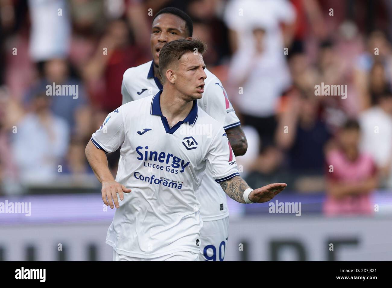 Verona's Tomas Suslov celebrates after scoring a goal during the Serie ...