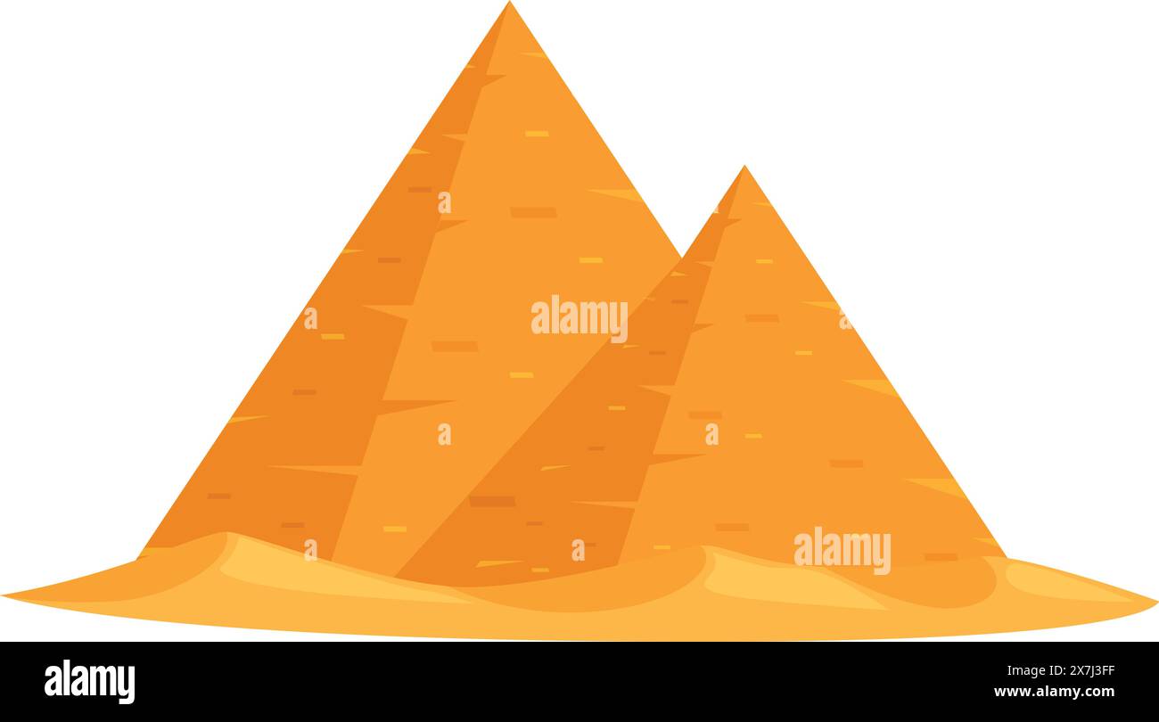 Cartoon illustration of ancient egyptian pyramids in a desert landscape ...