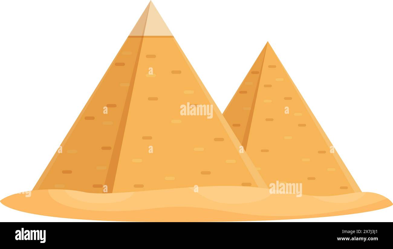 Vibrant vector graphic of two cartoonstyle egyptian pyramids against a plain background Stock ...