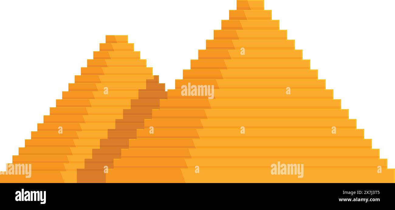 Digital illustration of pixelated desert pyramids in warm hues ...