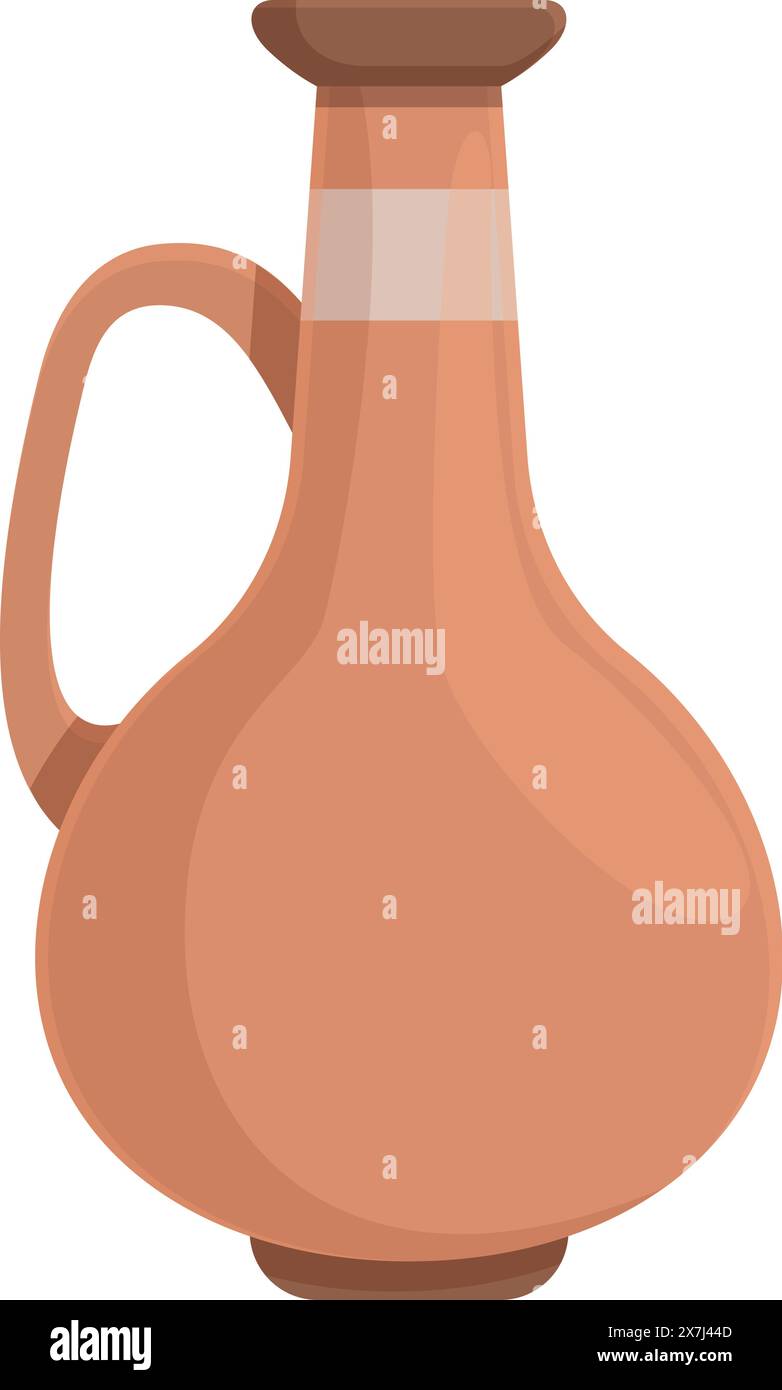 Illustration of a traditional clay pitcher in terracotta color with a ...