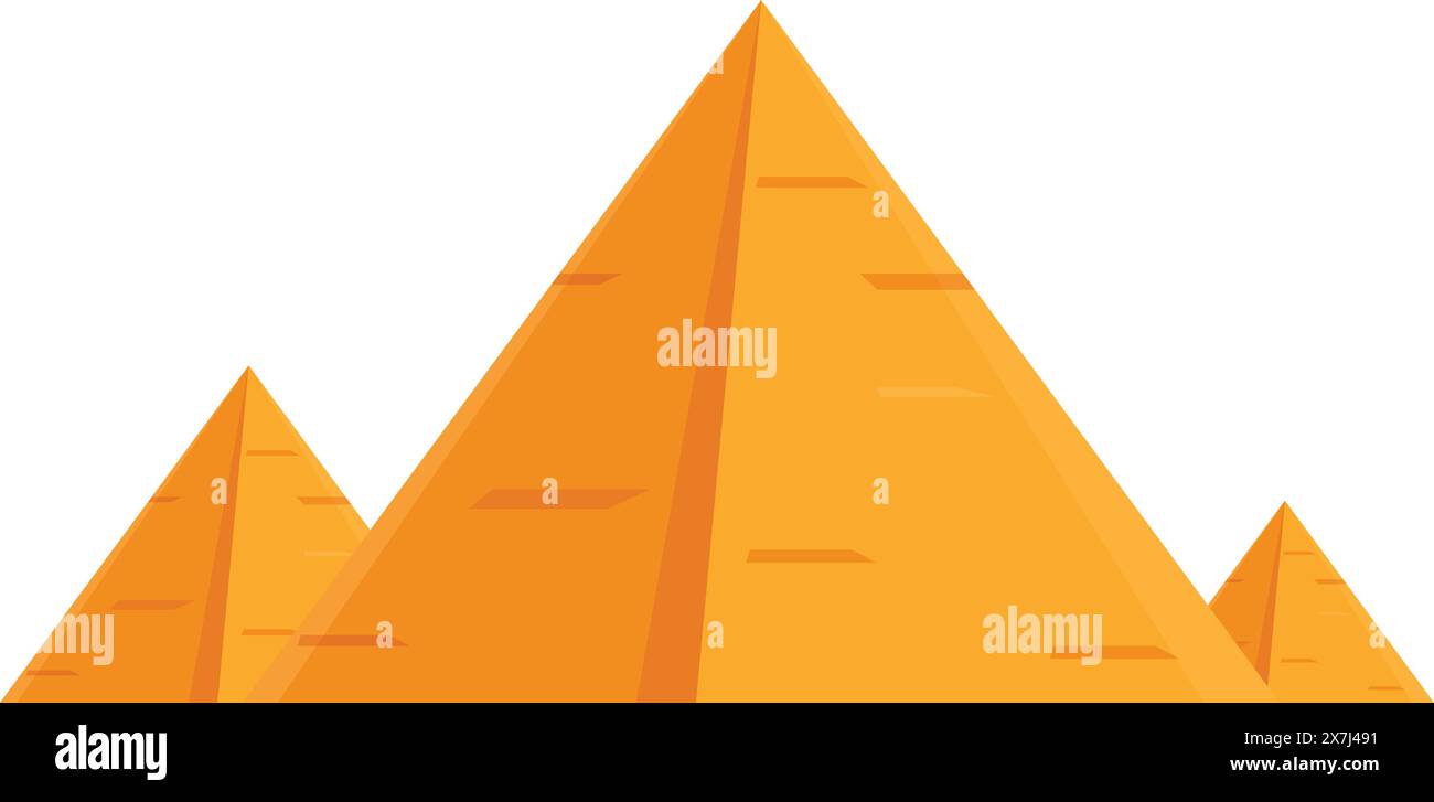 Vector graphic of three cartoonstyle golden pyramids on a white ...