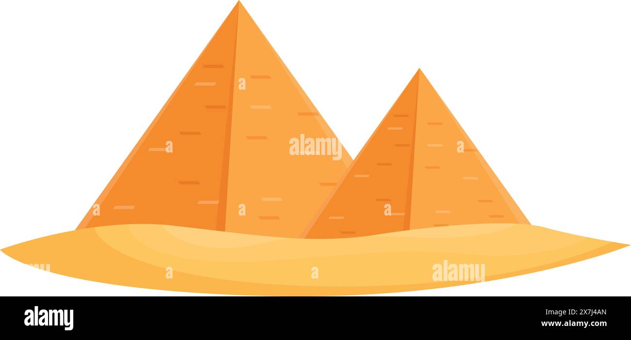 Colorful cartoon vector illustration of ancient egyptian pyramids in ...