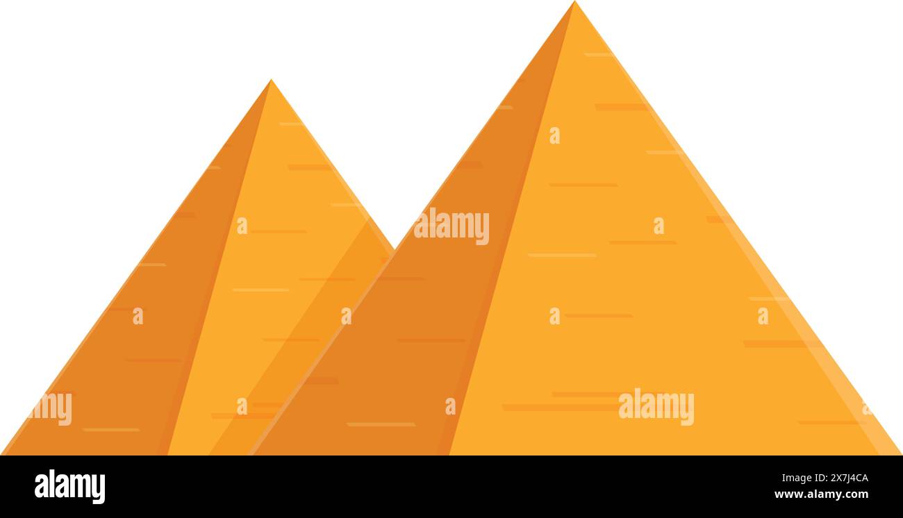 Flat design vector of two vibrant orange pyramids symbolizing desert ...