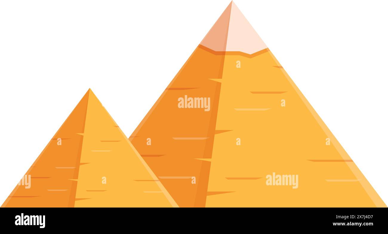 Flat design vector illustration of orange pyramids, depicting an arid ...