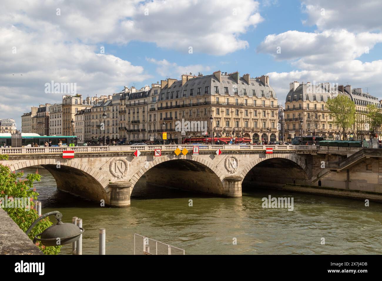 Paris, France, 18th April 2024:- A View of St. Michael's Bridge, Pont ...