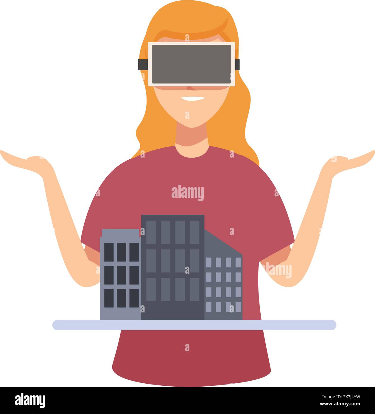 Person in vr headset presenting 3d model buildings, digital real estate ...