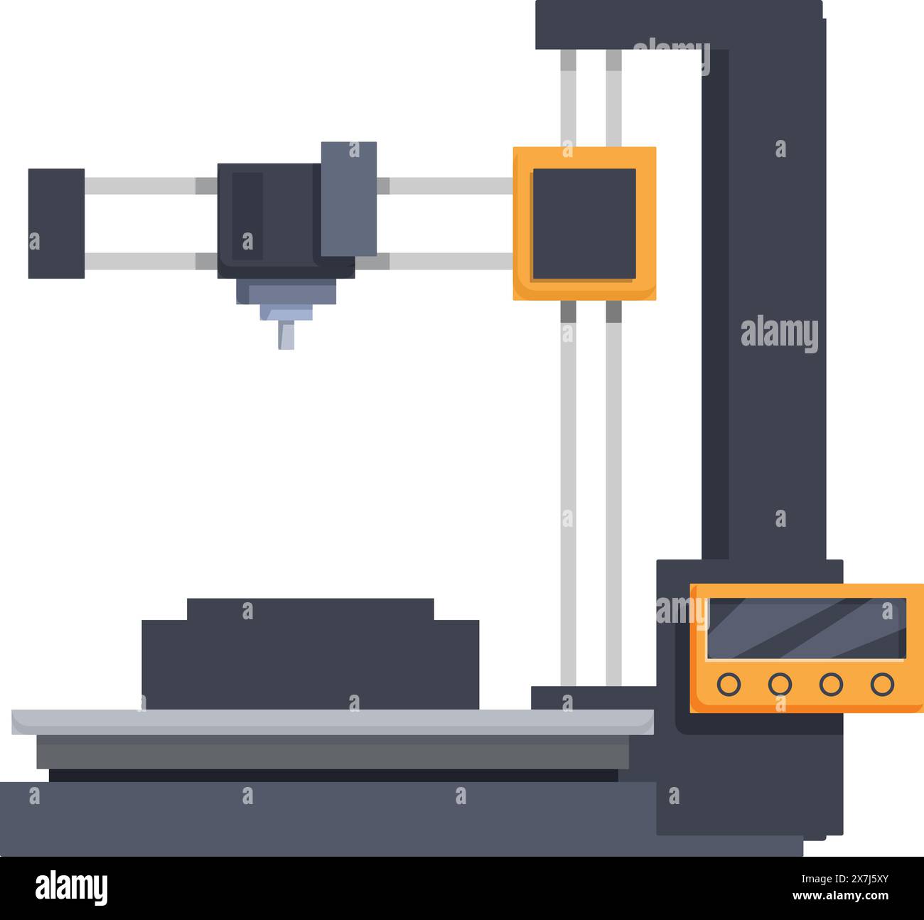 Flat design vector of a modern 3d printer creating an object Stock ...