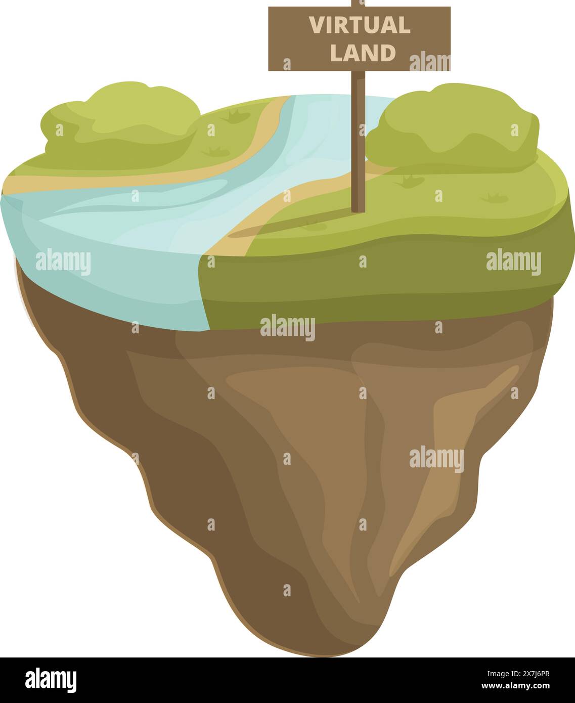 Futuristic digital illustration of virtual land concept in cyber space ...