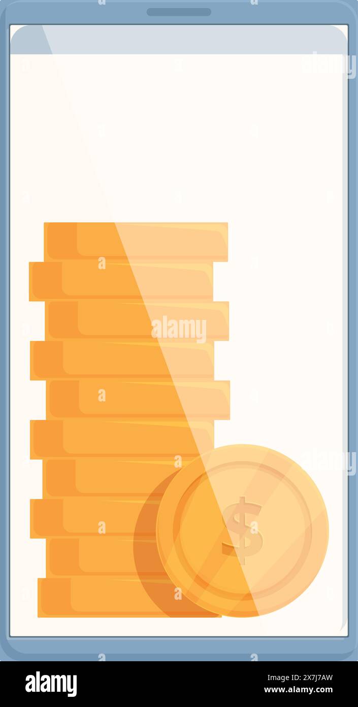 Illustration of mobile wealth concept with digital banking, finance ...