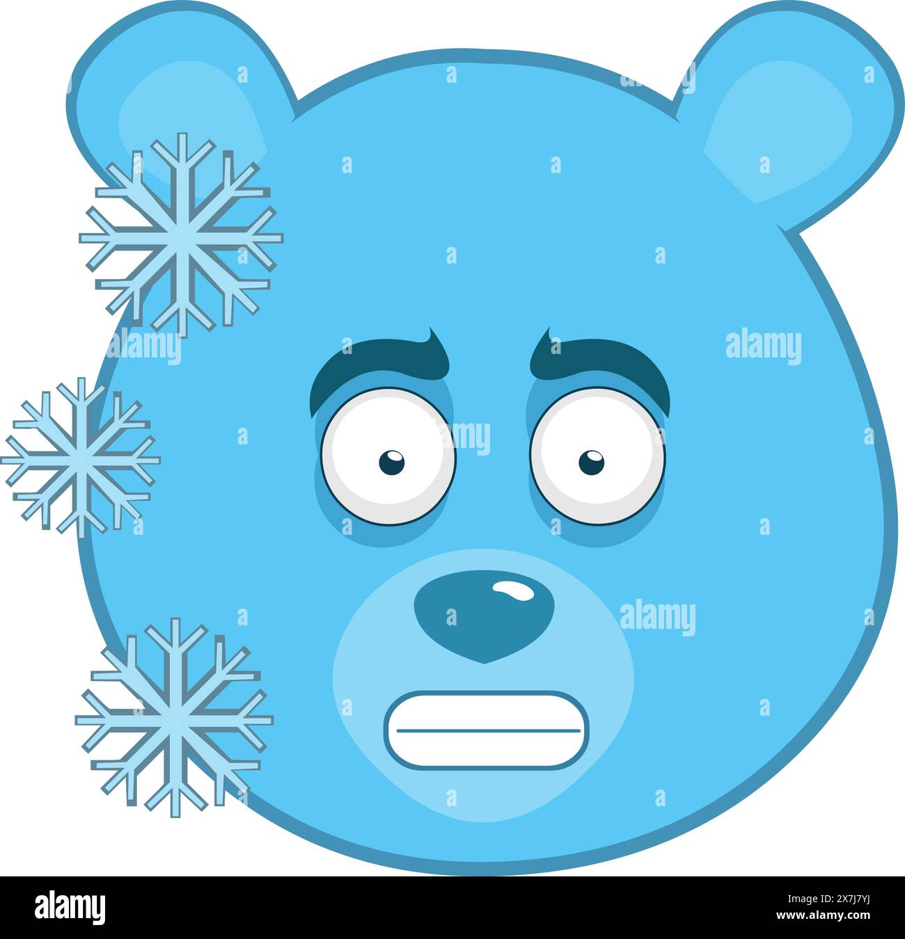vector illustration face brown grizzly bear cartoon frozen with frost ...