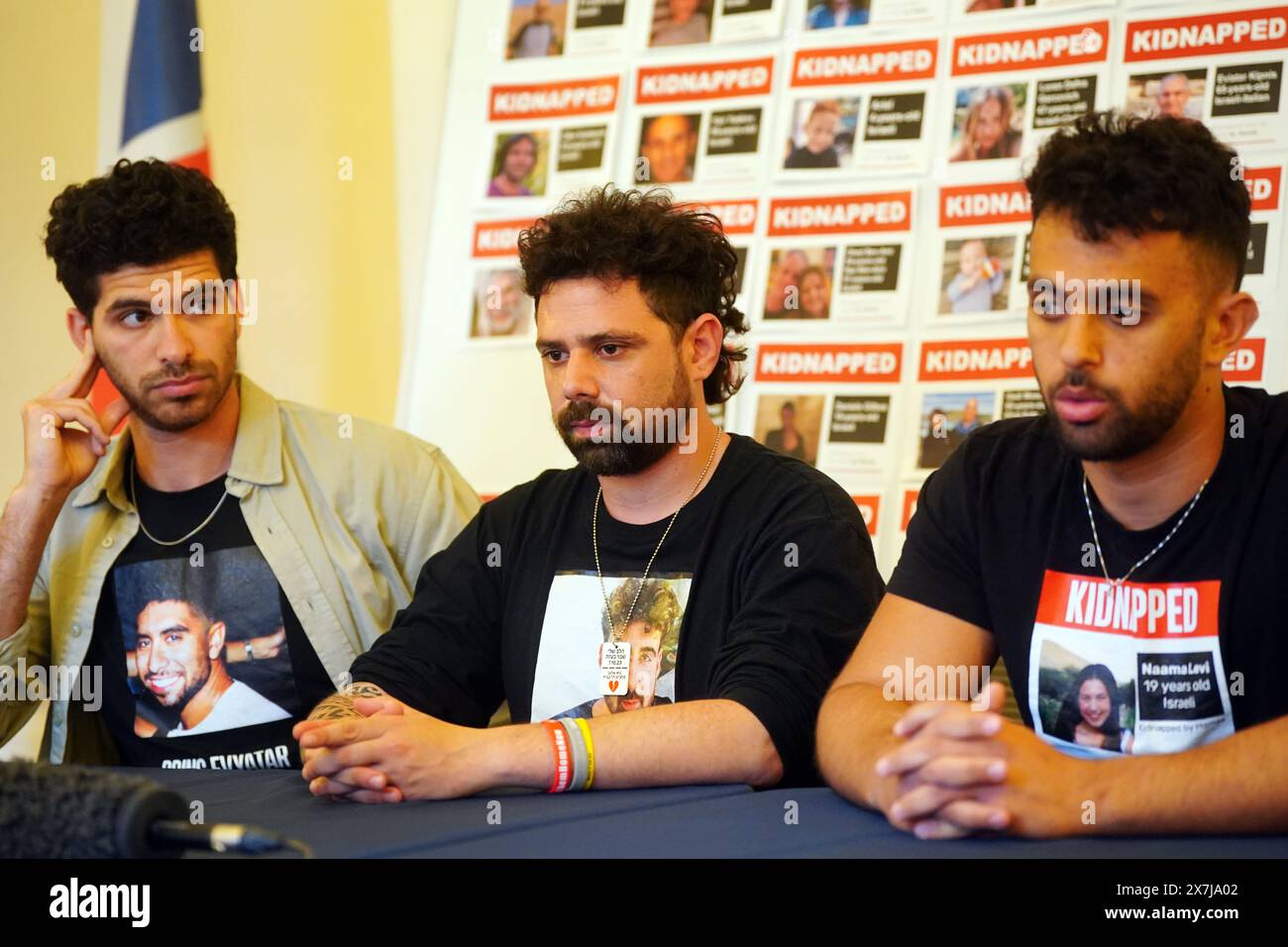(L-R) Ilay David, brother of hostage Evyatar David, Gal Gilboa Dalal ...