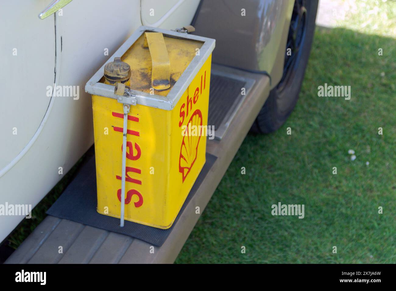 Shell petrol can. Lytham Hall Classic Car Show 2024 Stock Photo - Alamy