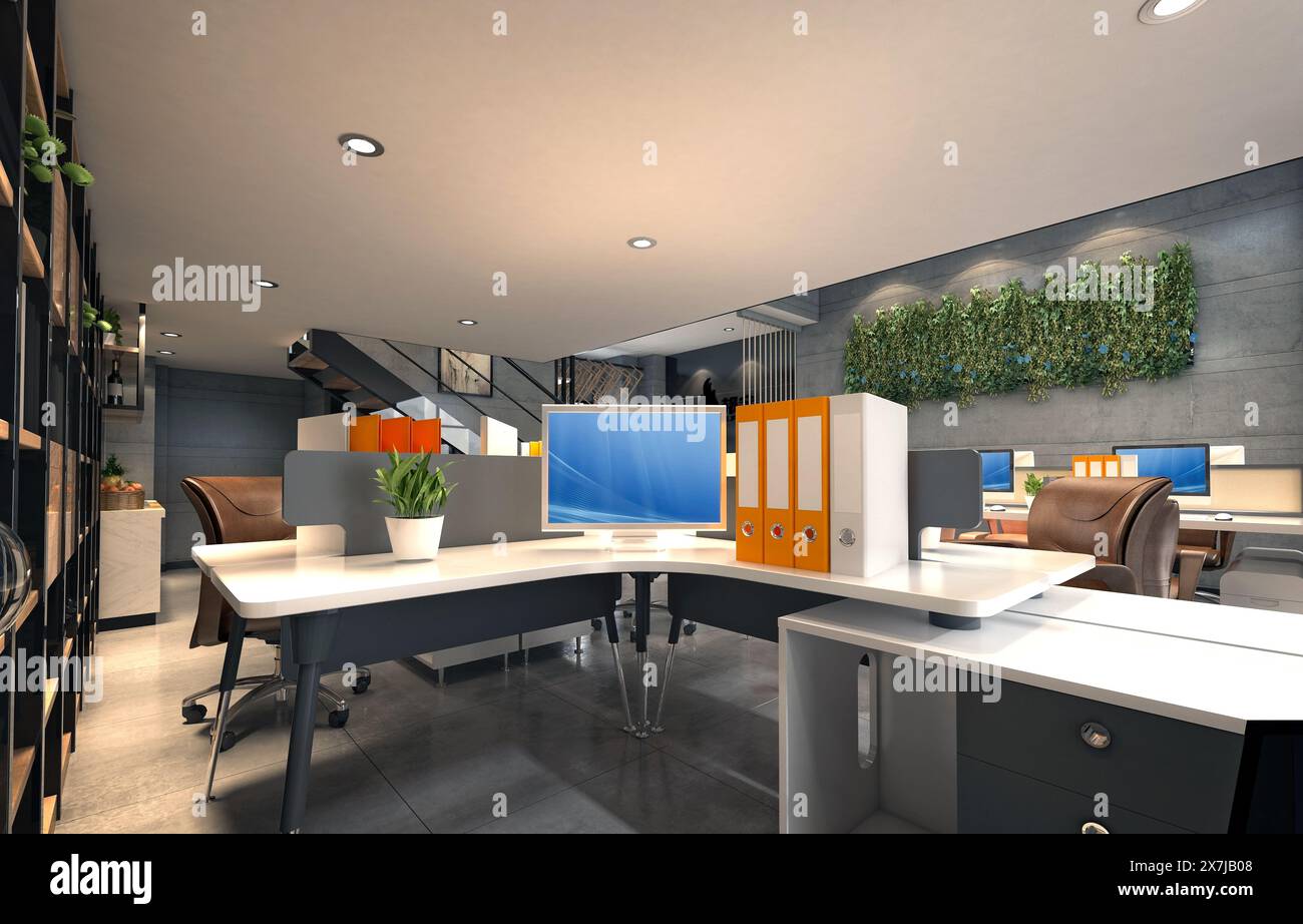 3d render small business interior Stock Photo - Alamy