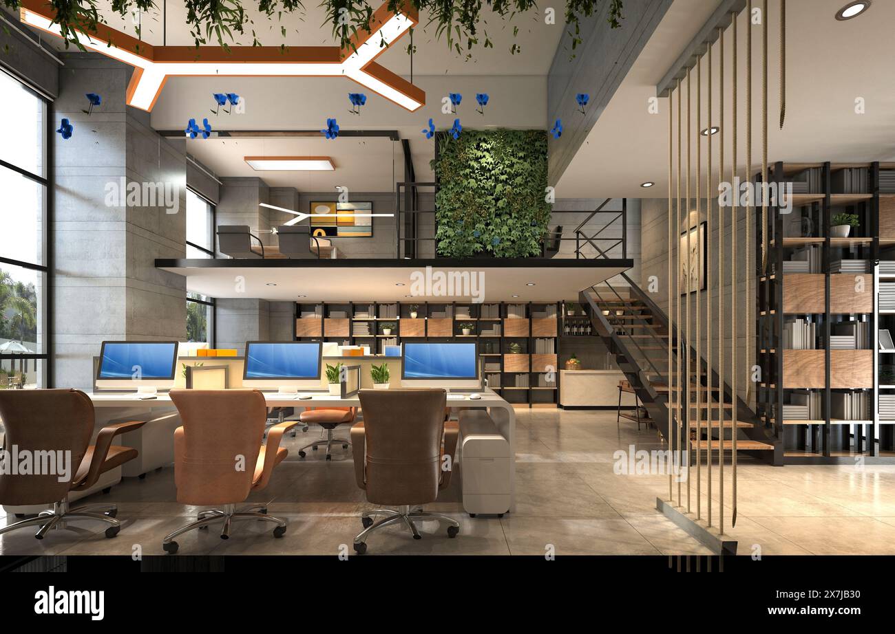 3d render small business interior Stock Photo - Alamy