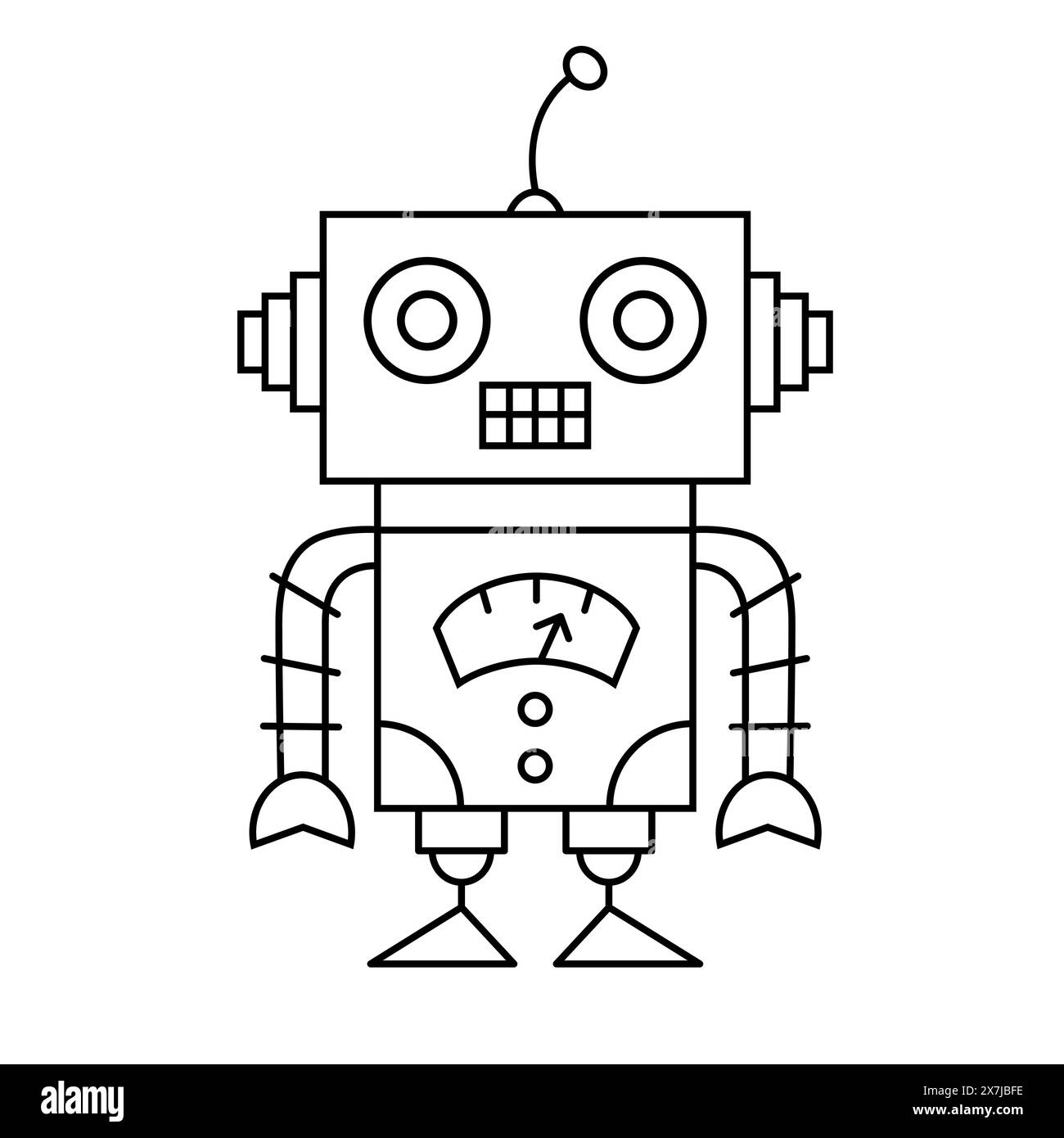 Cute Funny Robot Character Outline Doodle Icon Stock Vector Image & Art ...