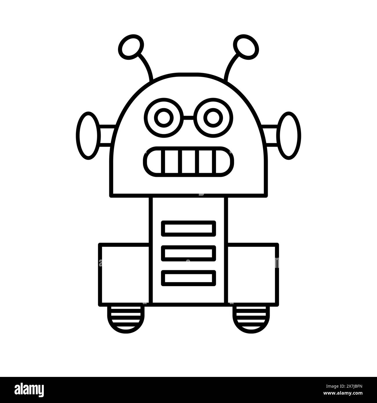 Cute Funny Robot Character Outline Doodle Icon Stock Vector Image & Art ...