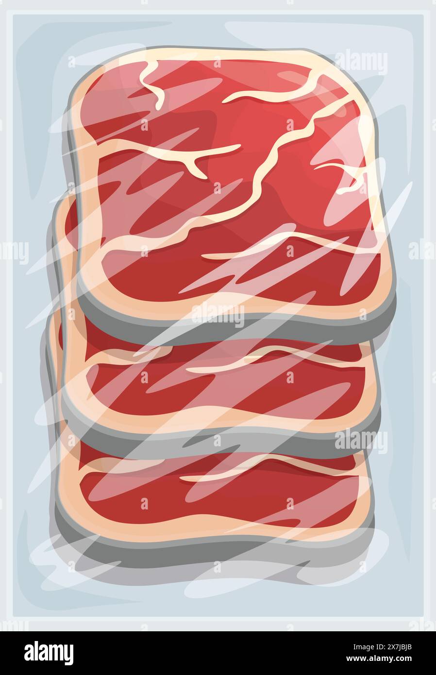 Vacuumsealed raw marbled beef steak illustration for packaging and ...