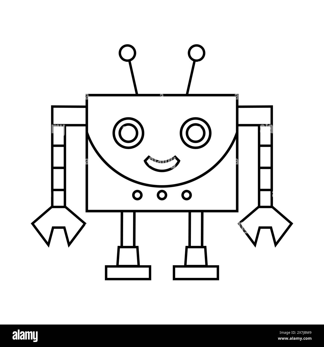 Cute Funny Robot Character Outline Doodle Icon Stock Vector Image & Art ...