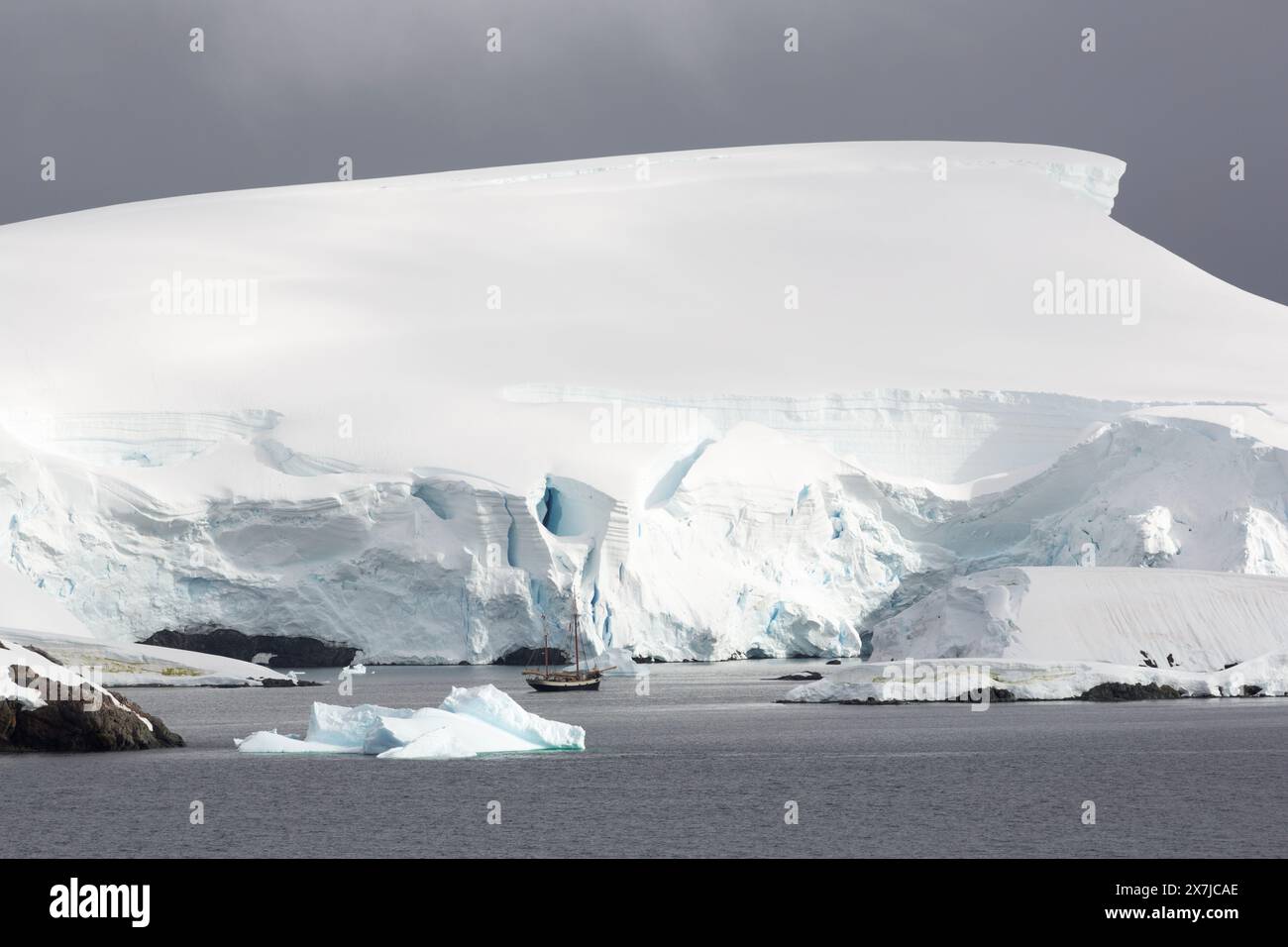 Sailing ship in Wilhelmina Bay, Antarctic Peninsula, Antarctica Stock ...