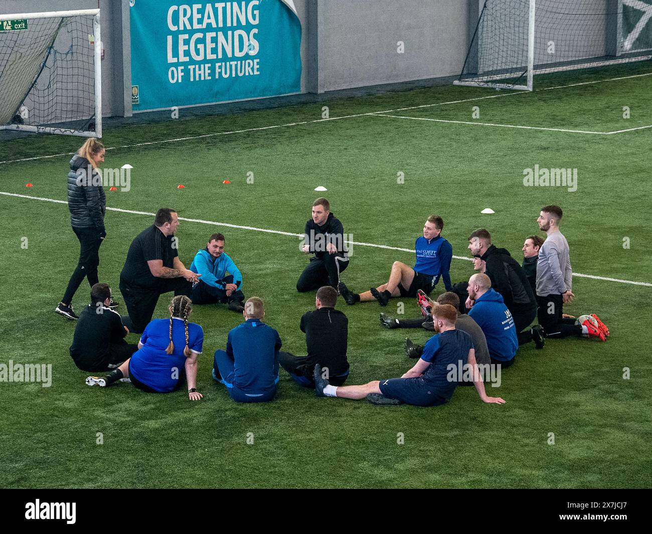 Glasgow, Scotland, UK. 15th March 2020: Coaches teaching young players ...
