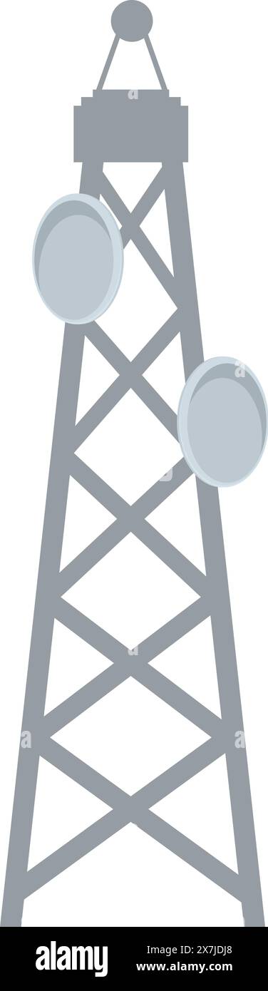 Sleek, modern vector graphic of a metal communication tower with ...