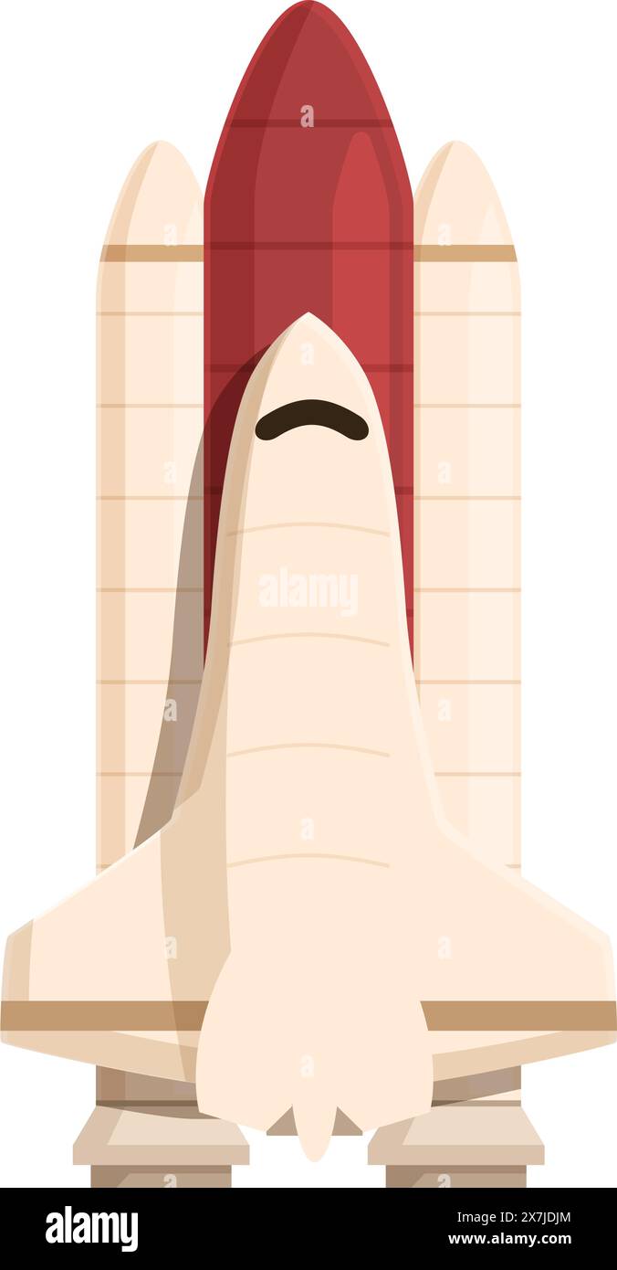 Fun and playful cartoon illustration of a spaceship shuttle in outer ...