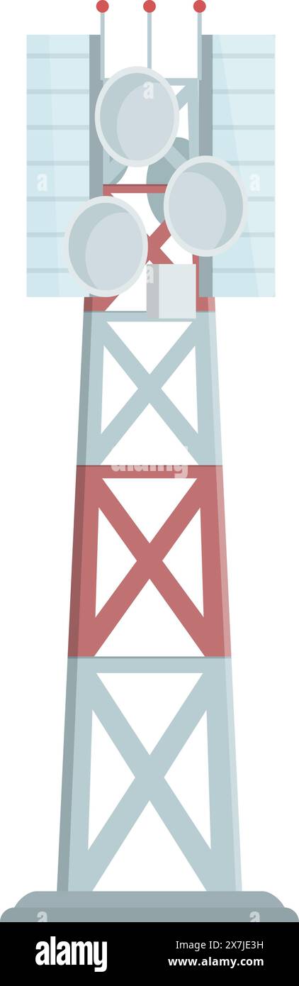 Flat design vector of a cartoonstyle communication tower isolated on ...