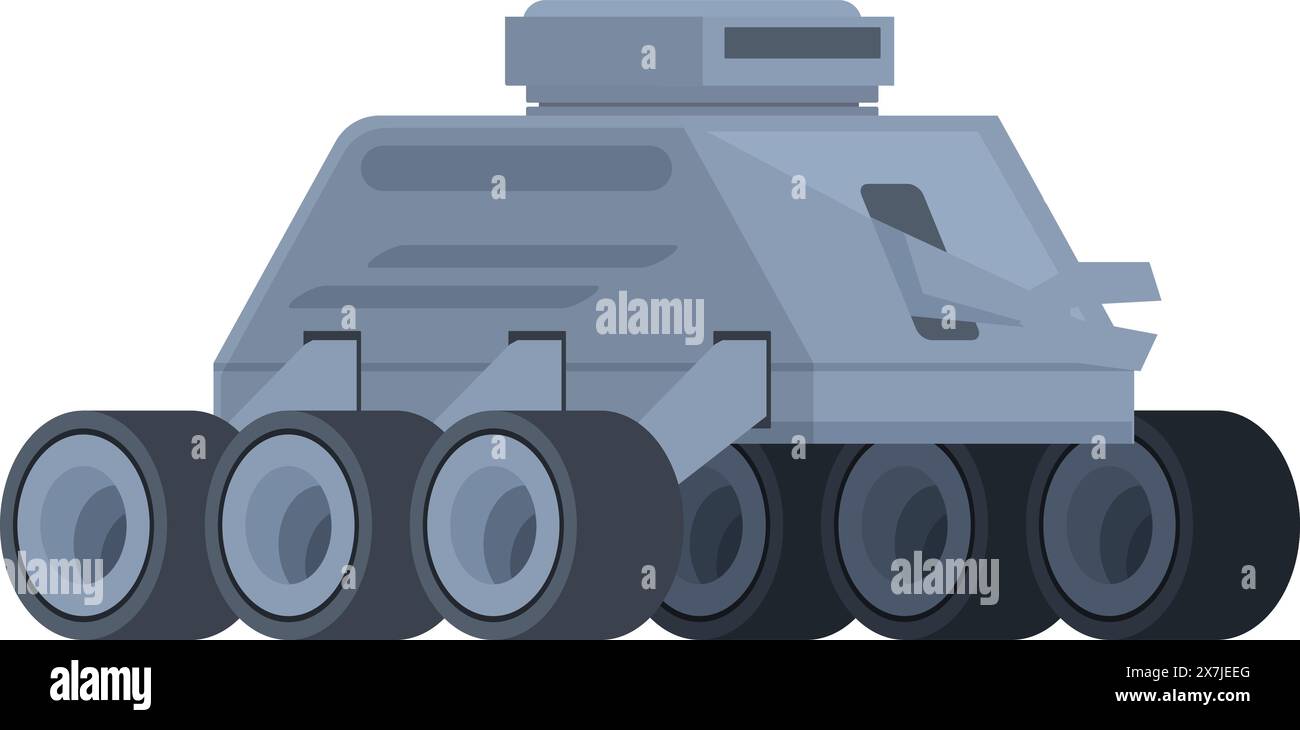 Digital illustration of a stylized cartoon military armored vehicle on ...