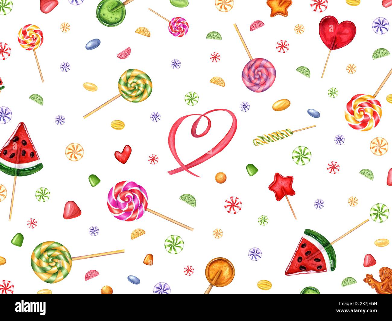 Lollipops on sticks. Candy bar. Cute greeting. Spiral lollipops, sugar ...