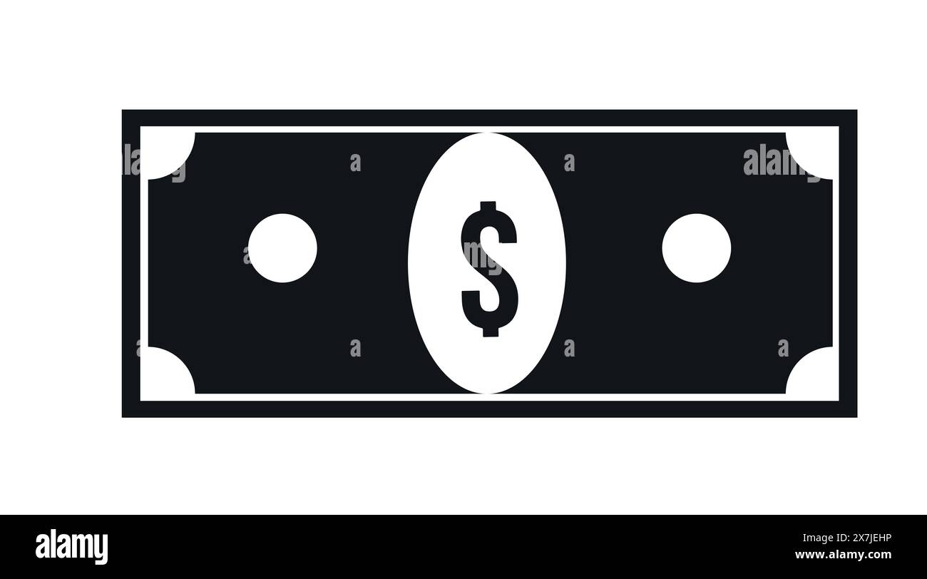 Dollar Bill Icon. Vector isolated editable black and white illustration ...