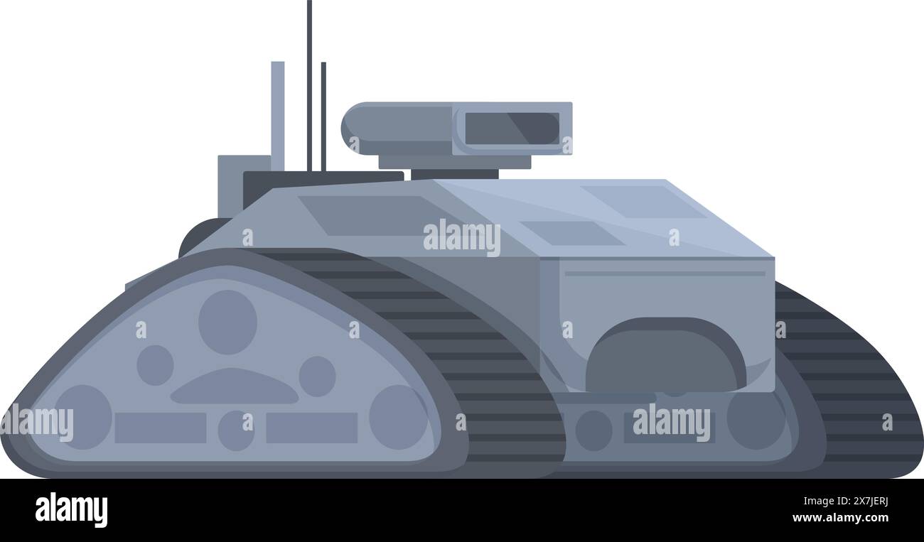 Vector cartoon illustration of a military tank icon on a white ...
