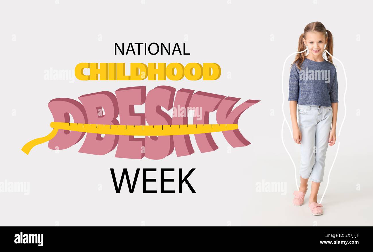 Banner for National Childhood Obesity Week with little girl Stock Photo ...