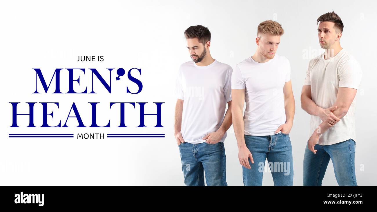 Banner for Men's Health Month with young guys Stock Photo - Alamy