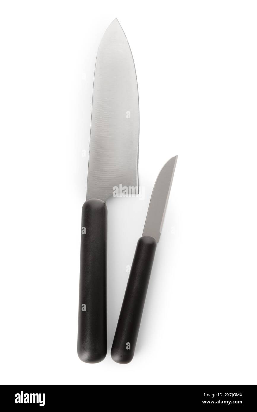Sharp knives on white background Stock Photo - Alamy