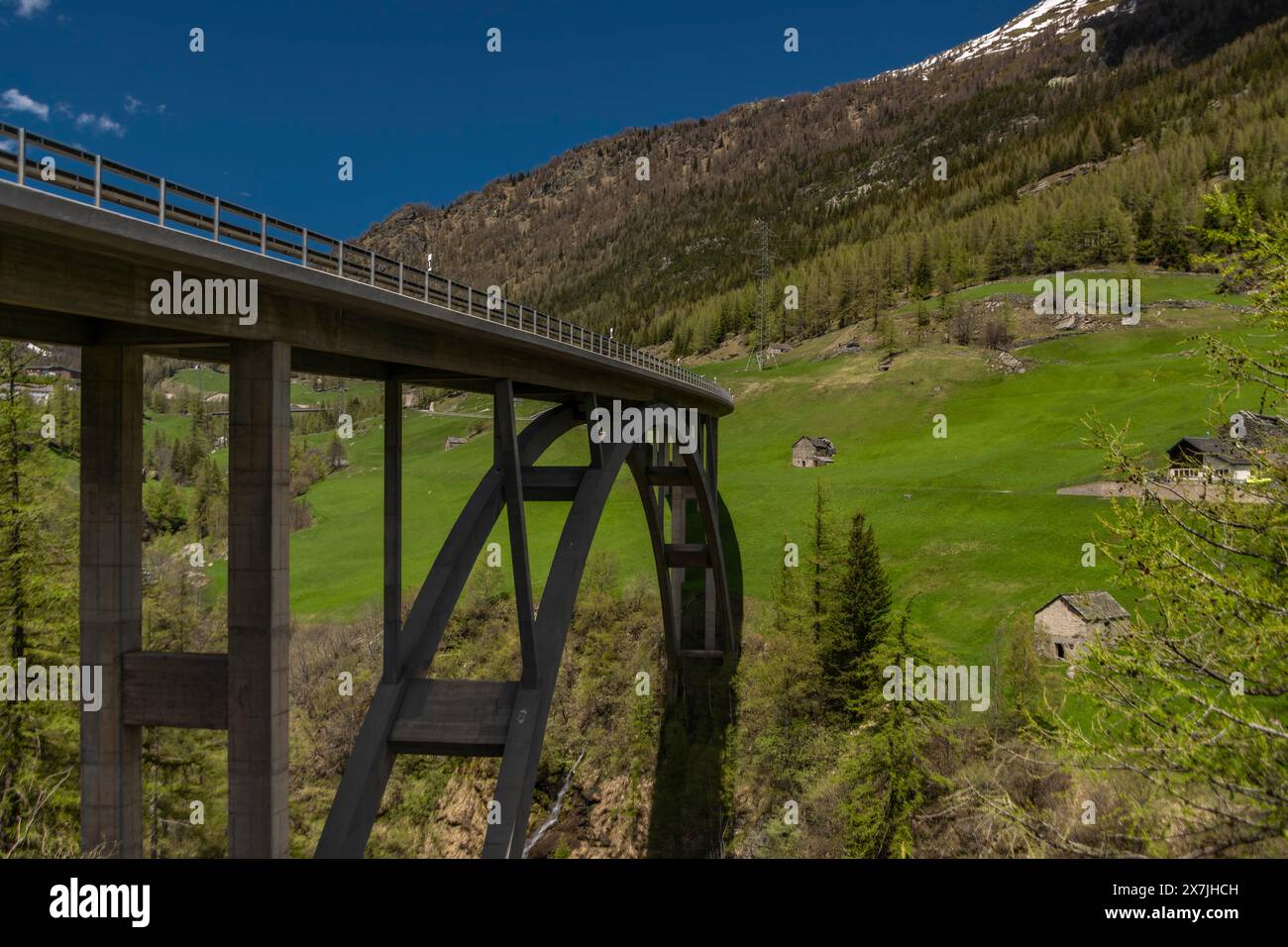 Road bridge in spring sunny color day near Simplon Dorf Switzerland 05 ...
