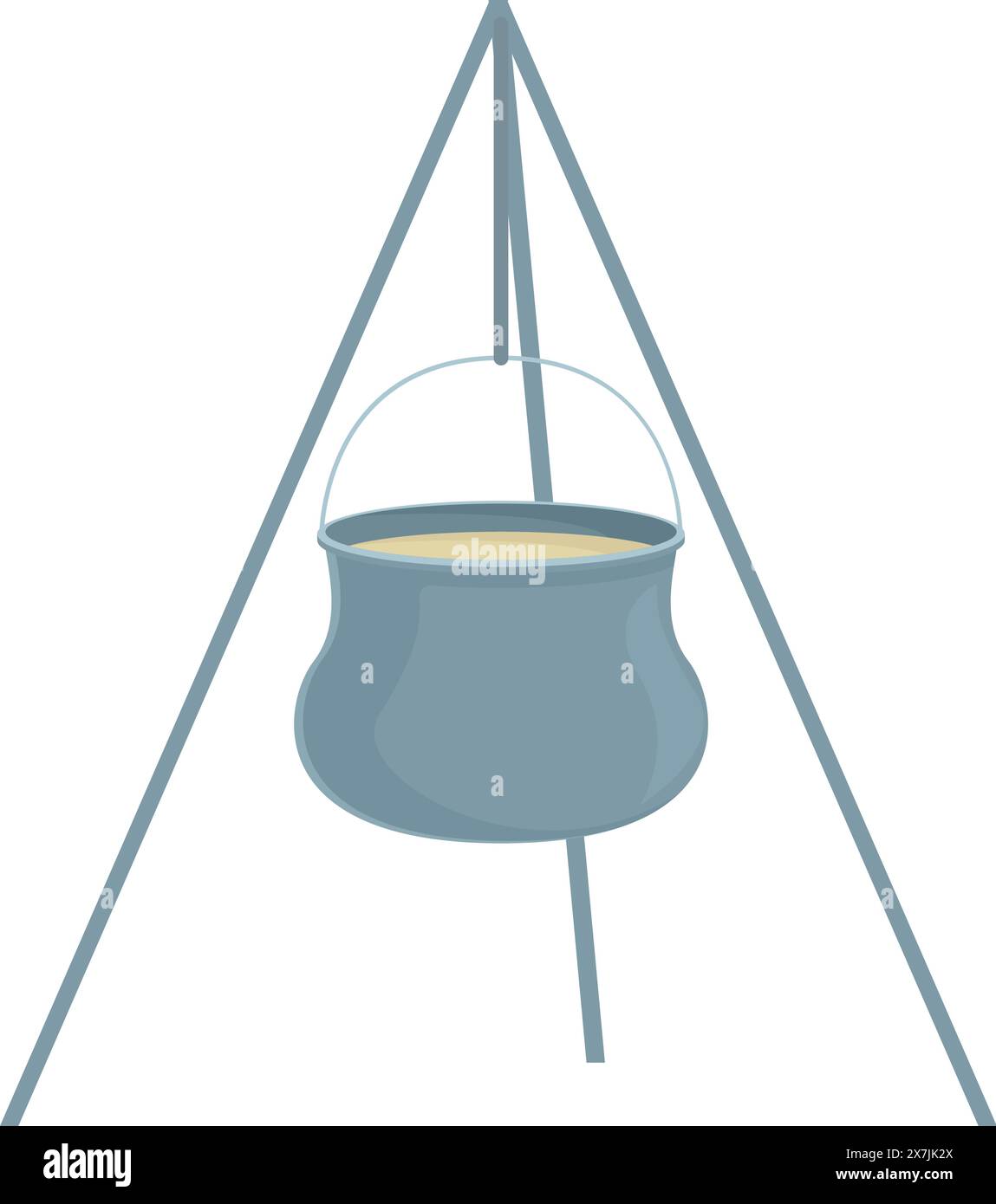 Vector illustration of a tripod cooking pot for campfire meals ...
