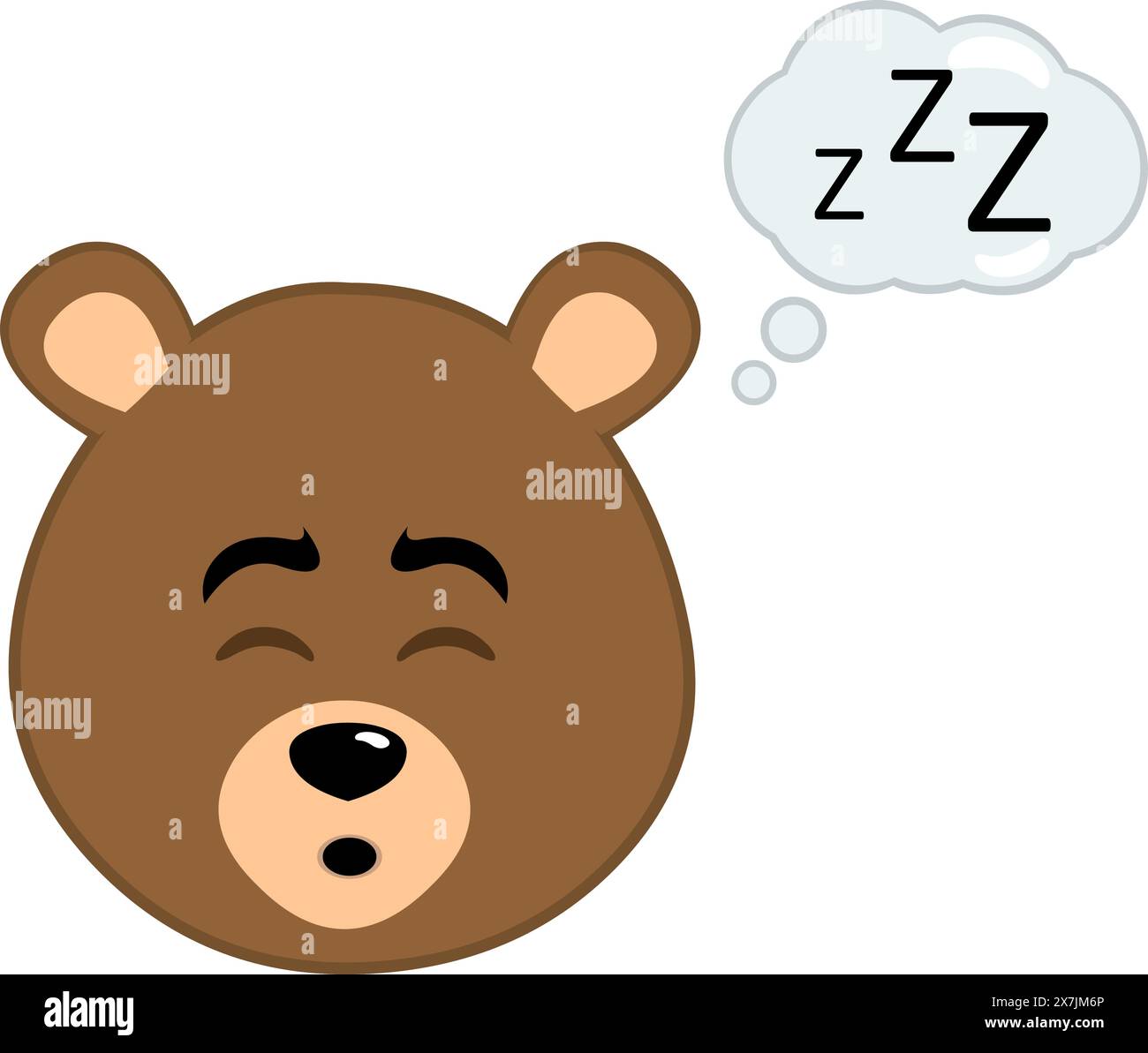 vector illustration face brown grizzly bear cartoon, sleeping and a ...