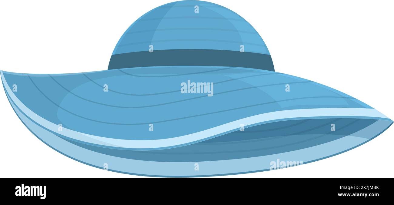 Vector illustration of a stylish blue sun hat, perfect for summer ...