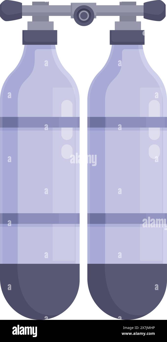 Flat design icon of two connected scuba tanks for diving, isolated on ...