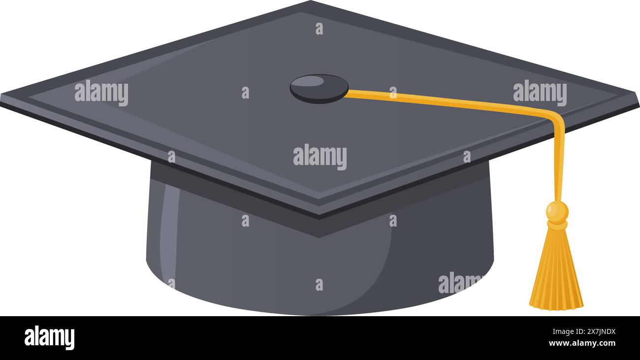 Gray graduation cap with yellow tassel. A traditional cap worn during ...