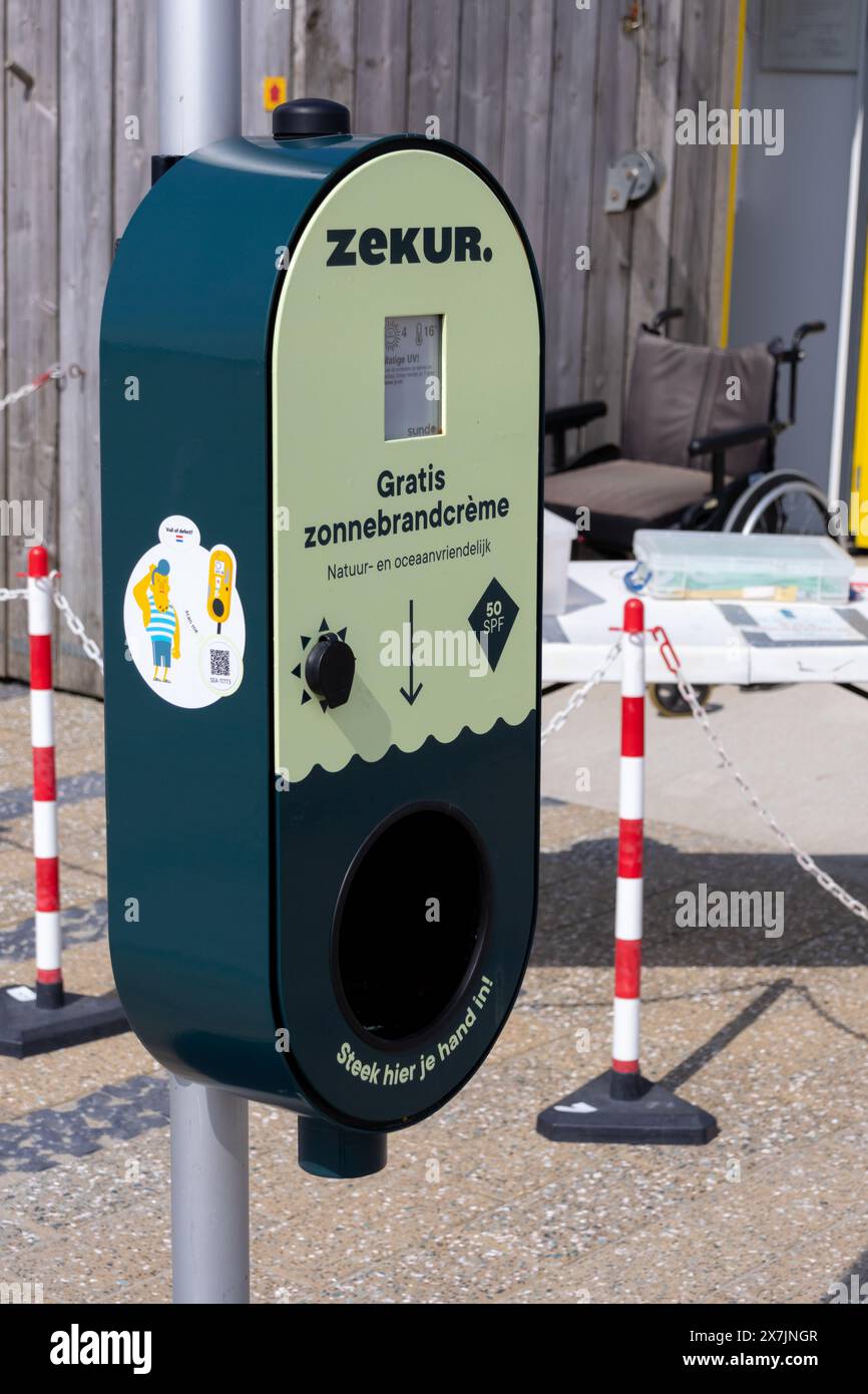 Hoek van Holland, the Netherlands - May 5 2024: free sunscreen cream ...