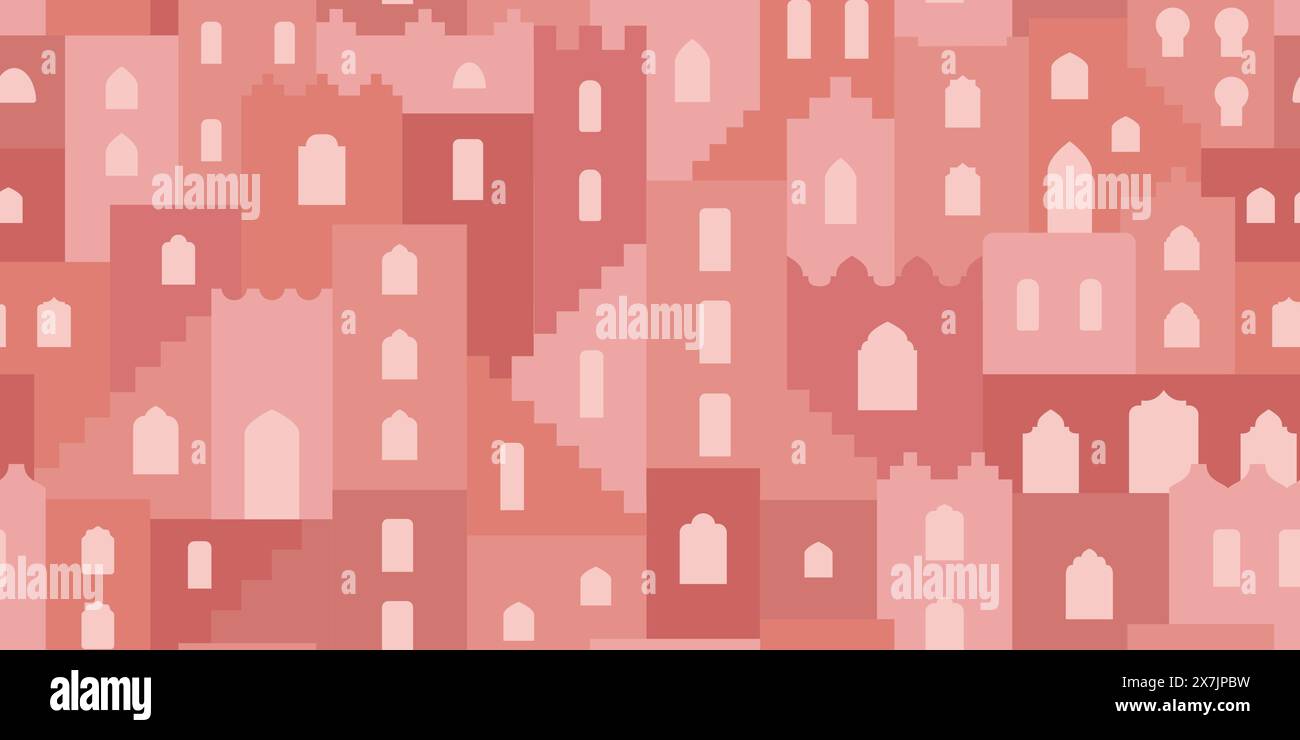 Abstract minimalist geometric moroccan landscape, city. Flat building ...