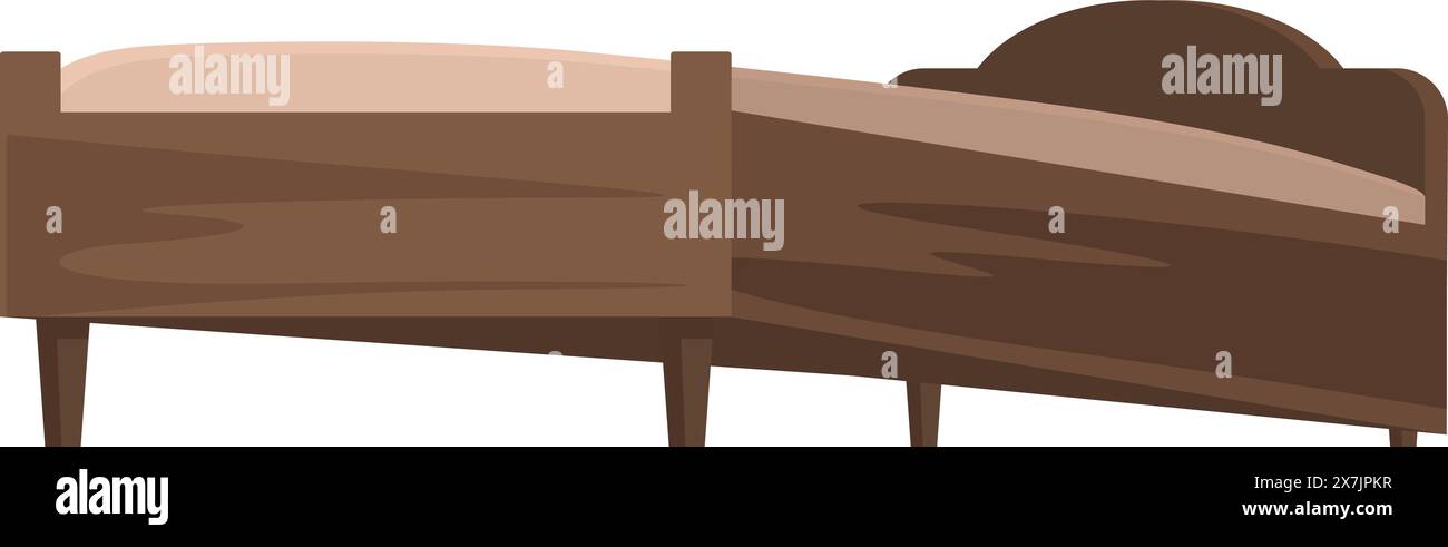 Illustration of a cozy. Modern. Minimalist cartoon wooden bed frame in ...